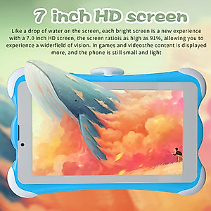 Haofy Toddler 7 Inch Tablet Blue Kids Tablet 3GB RAM 32GB ROM Animation Multifunction MTK6582 CPU Processor 3 Card Slots for Games (US Plug)