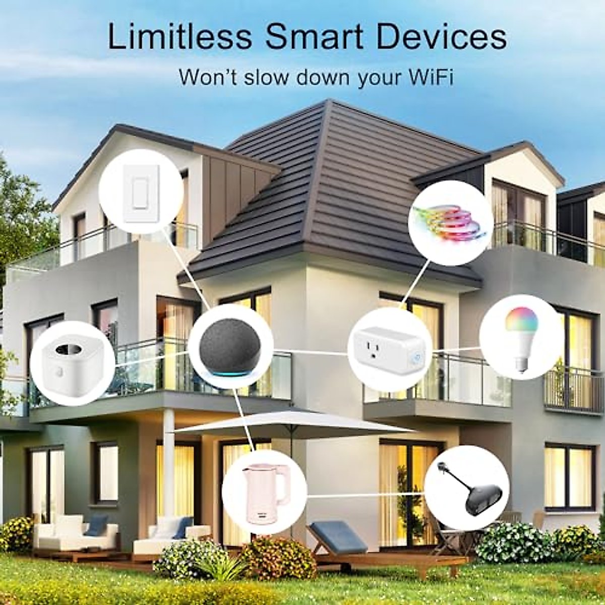 ExIoTy Smart Plug, Simple Setup with One Voice Command, Compatible with Alexa Only, Voice Control, Remote Control, Timer Function, Group Control, Bluetooth Mesh, Alexa Echo Required (1 Pack)