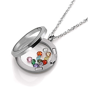Jovivi 30mm Living Floating Memory Glass Locket Necklace - Stainless Steel Secure Closure
