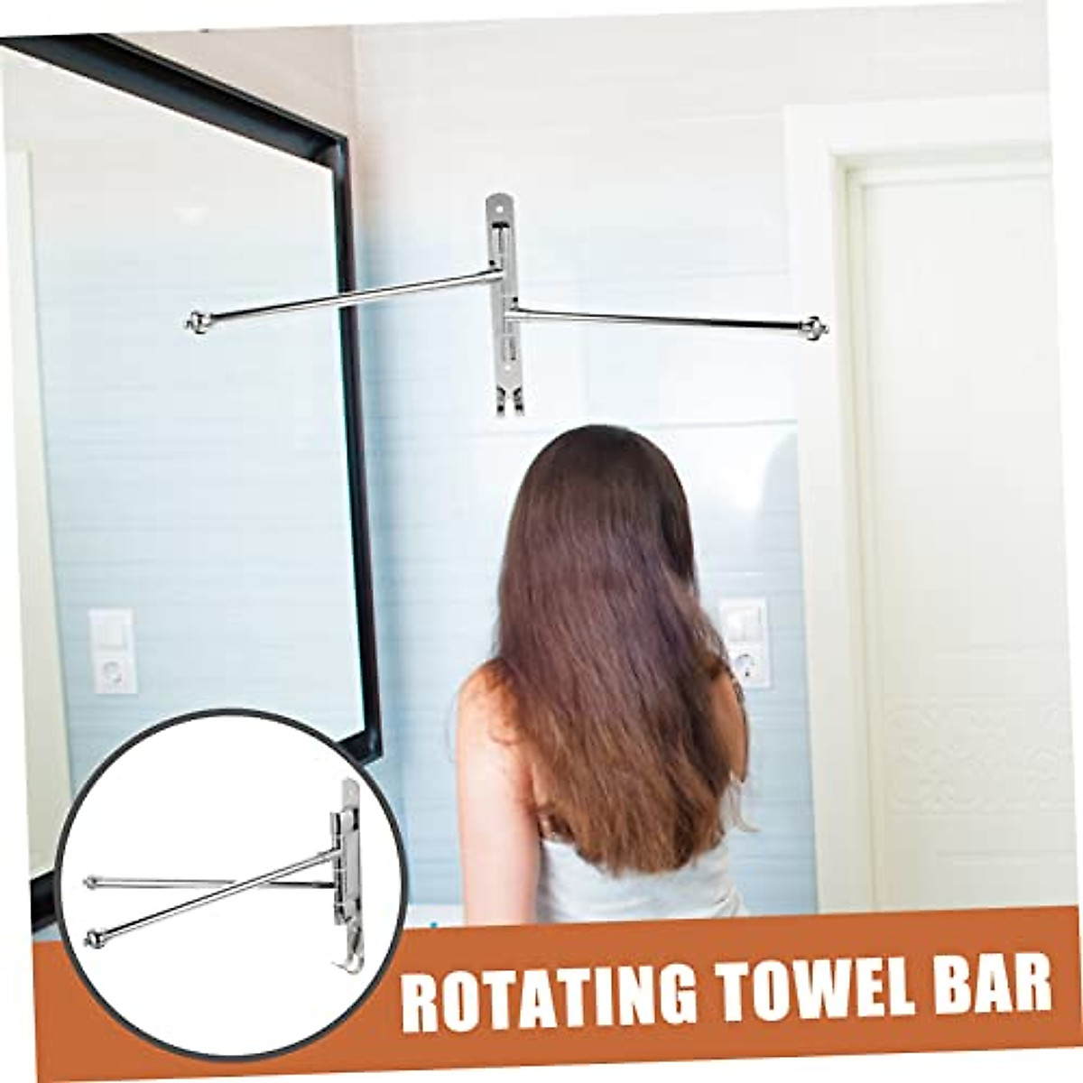 Cabilock 4pcs Rotating Towel Rail Hook Hanger Wall Mounted Clothing Rack Metal Coat Hanger Shower Mat Rod Rotation Towel Hanger Bathroom Metal Towel Bar Swivel Towel Bar Swivel Towel Rack