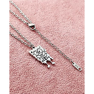 HOFOYA A pair Spongebob and Patrick Star Necklace,Sisters Necklace Set 2,Best Friend Pendant of 2 BFF Friendship Cute Funny Cartoon Necklaces, Christmas Birthday Valentine's Day Gift.