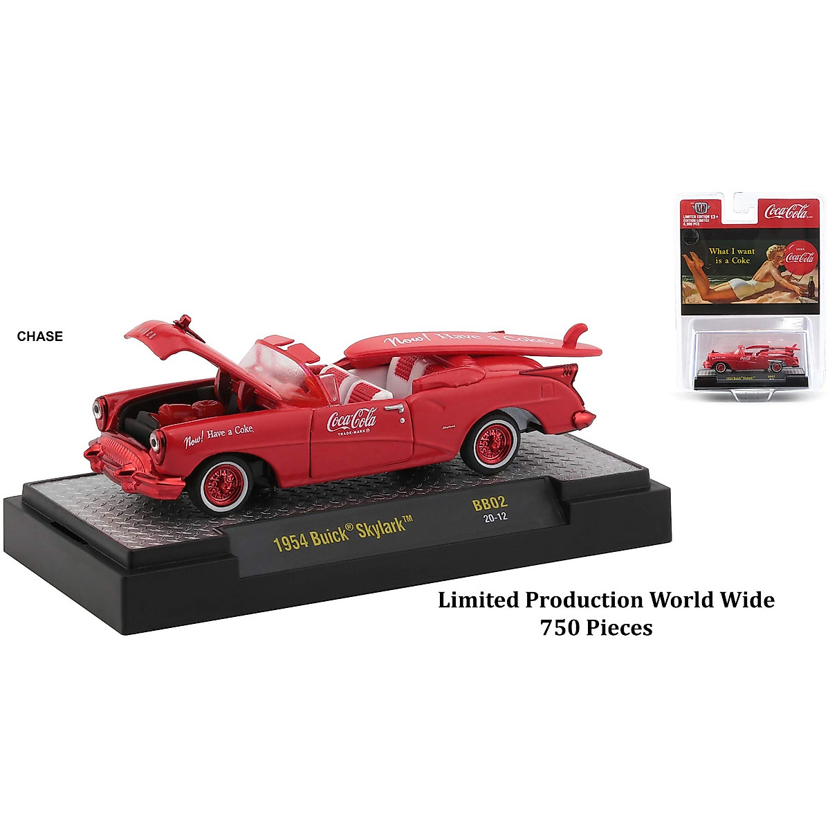 Coca-Cola Bathing Beauties Set of 3 Cars with Surfboards Release 2 Limited Edition to 6980 Pieces Worldwide 1/64 Diecast Model Cars by M2 Machines 52500-BB02