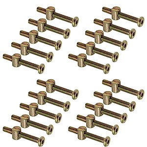 Eilumduo 20 Sets Crib Screws and Bolts, M6 x 45mm Zinc Plated Hex Socket Head Cap Screws Bolt Nuts, Barrel Bolt Nuts Hardware Replacement Kit for Furniture Cots, Beds Crib, Chairs (Slotted Barrel Nut)