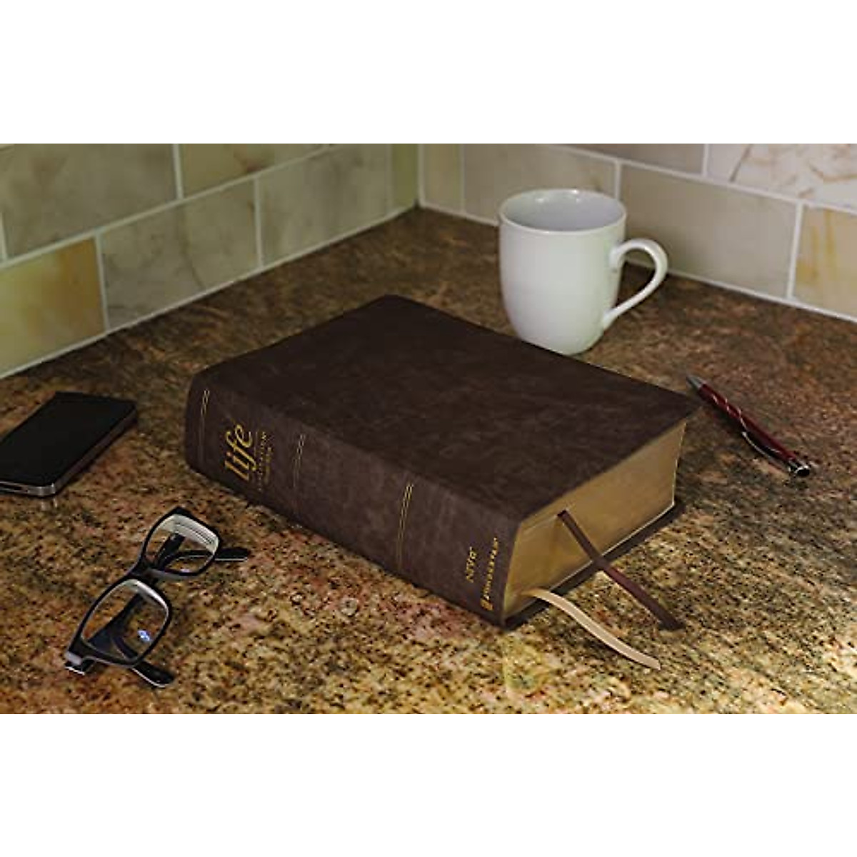 NIV, Life Application Study Bible, Third Edition, Large Print, Bonded Leather, Brown, Red Letter, Thumb Indexed