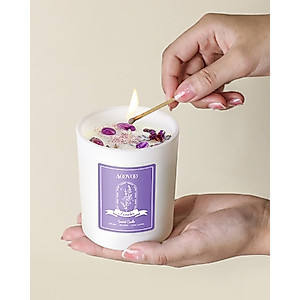 AOOVOO Lavender Scented Candles for Women - Aromatherapy Candle with Crystals Inside, 10oz Soy Candles for Home Scented, Christmas Birthday Gifts Candle for Women Mom