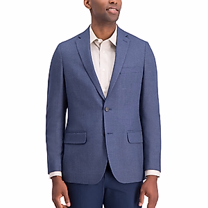 Haggar Men's Birdseye Fancy Slim Fit 2-Button Side Vent Sport Coat, Navy, Regular 42