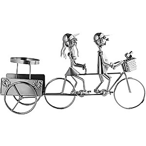 BRUBAKER Wine Bottle Holder Couple on Tandem Bicycle Metal Sculptures and Figurines Decor Wine Racks and Stands Gifts Decoration