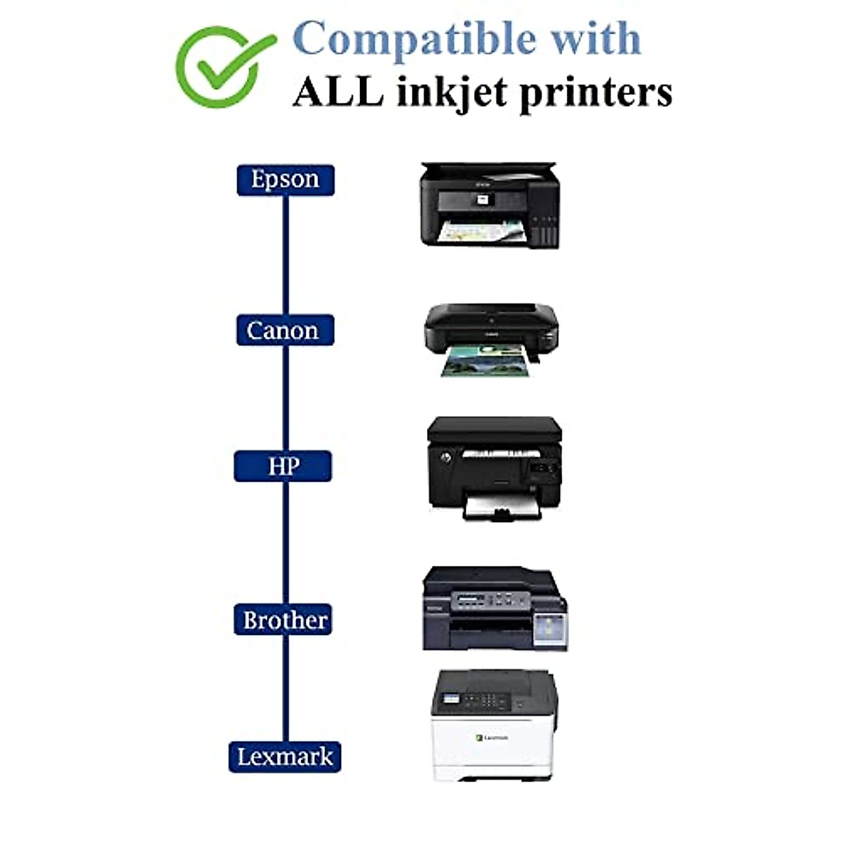 Black 250ml Pigment Refill Ink Bottles Compatible for Canon HP Brother Lexmark Inkjet Printers Refillable Cartridge CISS CIS System