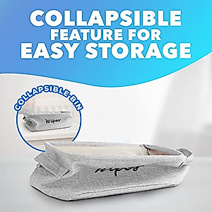 Dejaroo - Baskets for Organizing Wipes and Newborn Essentials, Diaper and Wipes Organizer, Embroidered Baby Shower Gifts for Moms, Linen Basket with Handle, 9 x 6 x 5.5 Inches, Grey