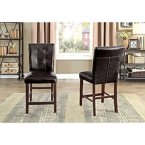 Homelegance Decatur PU Leather Counter Height Chair (Set of 2), Dark Brown