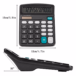 Upgraded versionCalculator, 12-Digit Solar Cell Office Calculator with Large LCD Display, Large Sensitive Buttons, Dual Power Desktop CalculatorSuitable for Office, Home, School(Black)