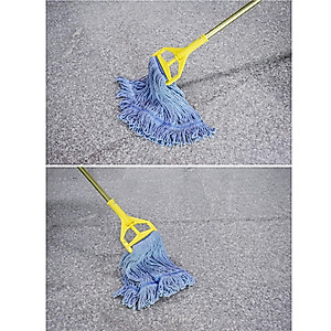 String Mop Heads Replacement Heavy Duty Commercial Grade Blue Cotton Looped End Wet Industrial Cleaning Mop Head Refills (3, Large)