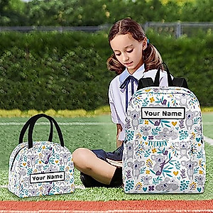 Vnurnrn Cute Koala Customize Kids Backpack Sets with Lunch Box Student School Bag Bookbag Set for Boys Girls Daypack for Camp Laptop
