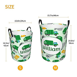 Personalized Garbage Truck Laundry Hamper Gifts, Custom Garbage Truck Laundry Basket With Name for Kids Boys Girls Adults, Collapsible Baby Laundry Hamper, Dirty Clothes Hamper With Handles Small