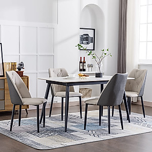 INMOZATA Upholstered Dining Chairs Set of 4 Modern PU Leather Kitchen Dining Room Armless Chairs Upholstered Dining Accent Side Chairs,Beige