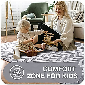 Ompaa Ultra Soft Shaggy Rugs Memory Foam Bedroom Carpet, Grey 4 x 6 Feet, Plush Geometric Textured Area Rugs for Living Room Couch Dorm Bedside Kids Girls Teens Room Nursery Decor Floor Mat