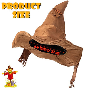Halloween Adult Scarecrow Costume Hat Tattered Witch Hat Brown Wizard Hat for Halloween Party Accessories