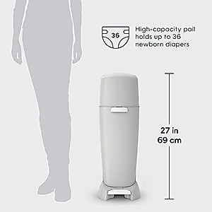 Diaper Genie Complete Pail with Built-In Odor Controlling Antimicrobial, Includes Pail and 1 Refill, Gray Pail, 2 Piece Set (Pack of 1)