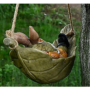 Gardenfans Garden Gnomes Statue Outdoor Decoration Hanging Tree Outside Swinging Leaf Hammock Figurine Resin Fairy Garden Decor for Patio Yard