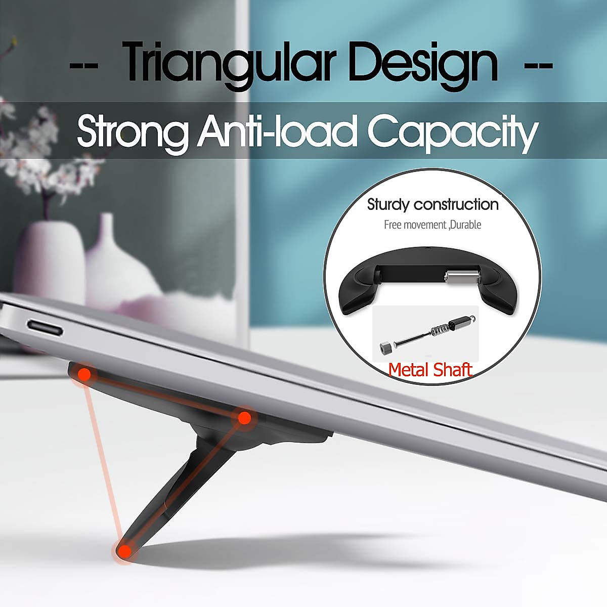 CQ Computer Keyboard Stand for Desktop, Mini Portable Laptop Riser Stand, 2PCS Repeatable Self-Adhesive Foldable Laptop Cooling Pad Feet and Keyboard Lift for Desk