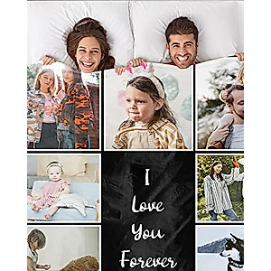 Custom Blanket with Picture, Personalized Blanket Using My Own Photos Text Collage Blanket, Super Soft Flannel Customized Throw Blanket, Family, Friends, Besties, BBF, Birthday