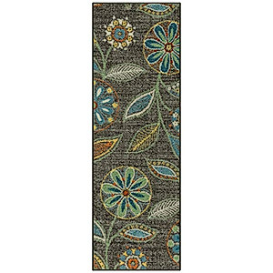 Maples Rugs Reggie Floral Runner Rug Non Slip Hallway Entry Carpet [Made in USA], Multi, 2 x 6