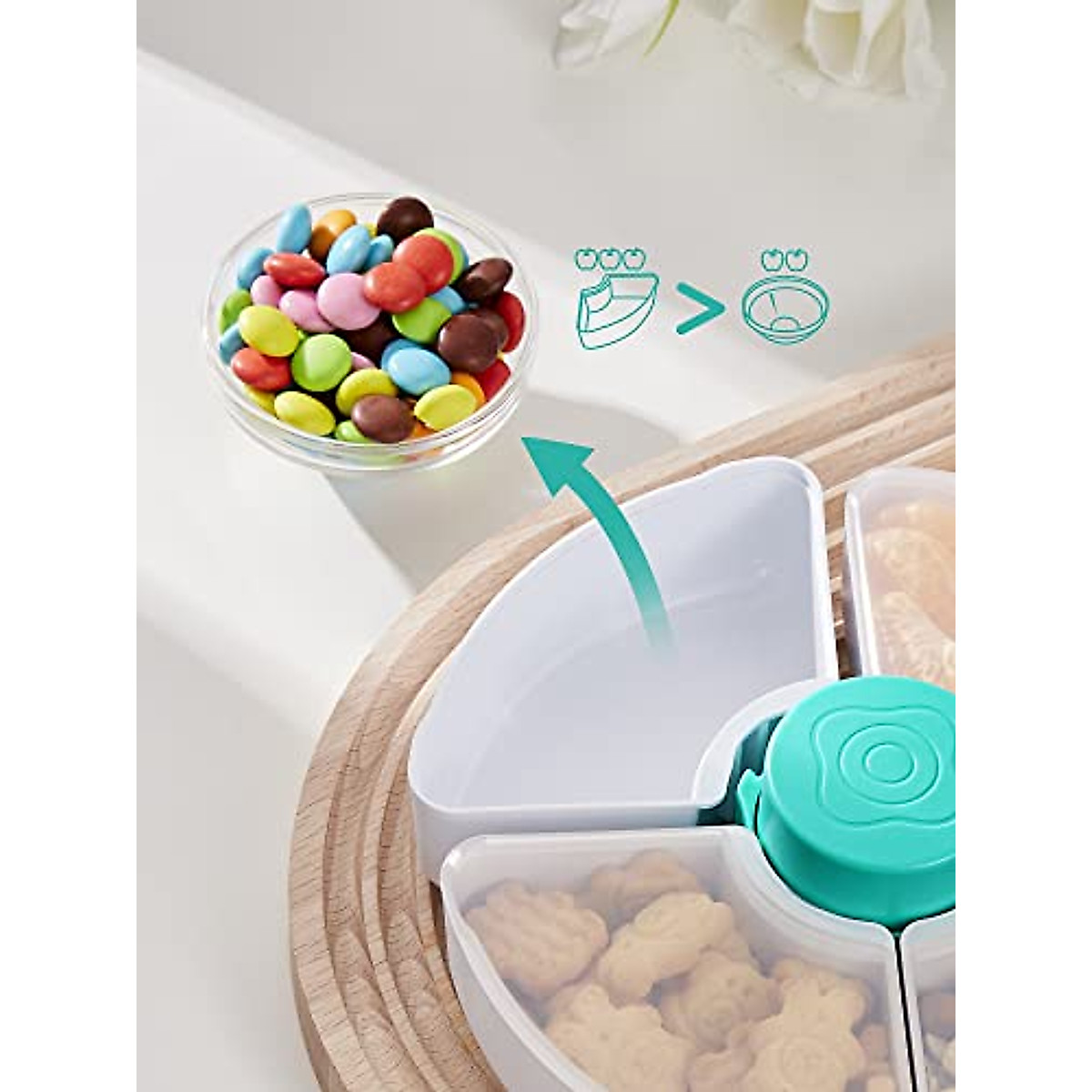 HEETA Baby Food Storage Container, Snack Box for Kids with 4 Removable Compartment and Lids, Reusable Snack Containers, Food Grade PP Material, BPA & PVC Free (Green)