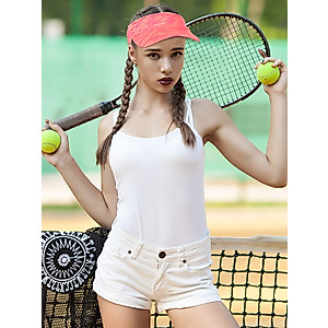 6 Pieces Sport Sun Visor Hat Athletic Visor Cap Adjustable Stretch Band Visor Hat Quick Dry Hat with Sweatband for Women Men Running Jogging Golf Tennis Cycling
