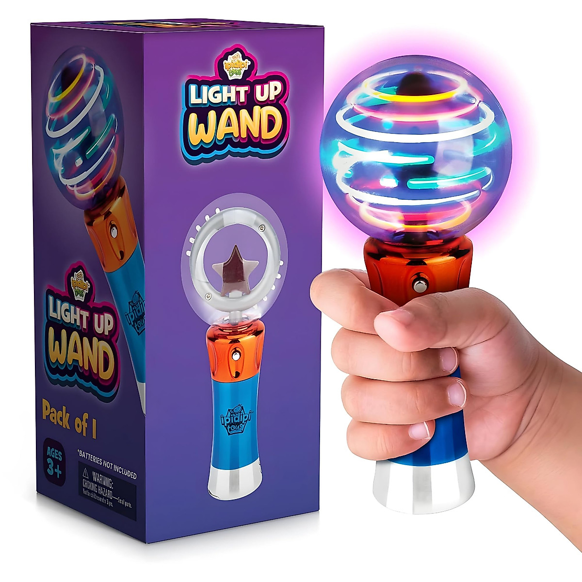 IPIDIPI TOYS Spinning Light Up Wand for Kids - Light Up Spinner Toy, Spinning Globe Toy, Special Needs Sensory Toys for Children with Autism, Stocking Stuffers Toys
