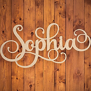 Custom Girls Name Nursery Wooden Sign, Sophia Font Personalized Nursery Decor, New Baby Gift, First Name Wood Cutout, Personalized Kids Room Sign Decor