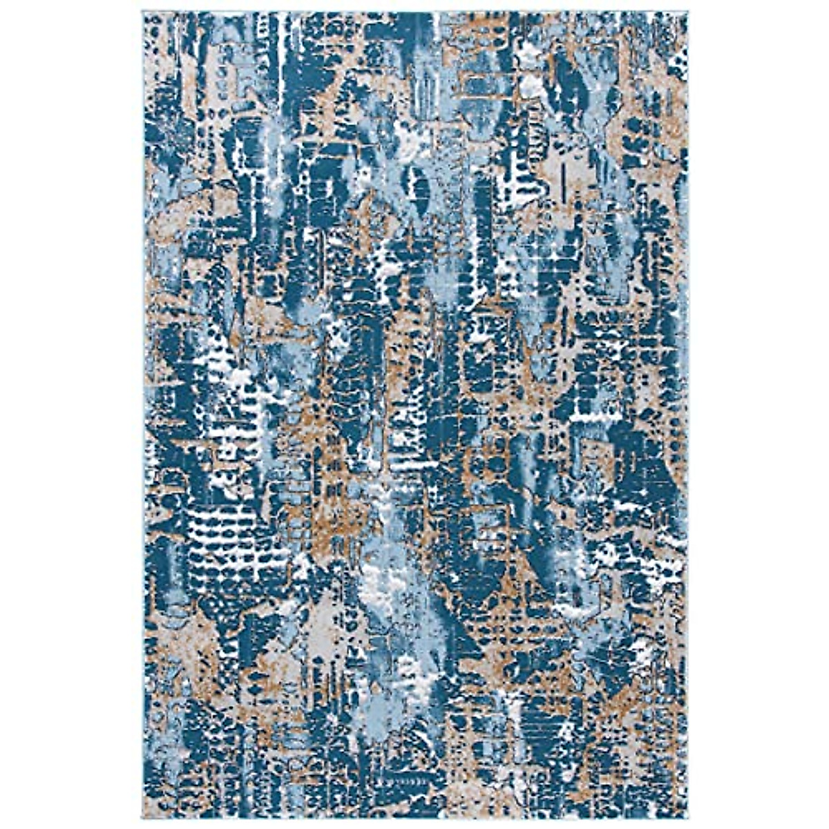 SAFAVIEH Lagoon Collection 5'5" x 7'7" Blue/Gold LGN174M Distressed Non-Shedding Living Room Bedroom Dining Home Office Area Rug