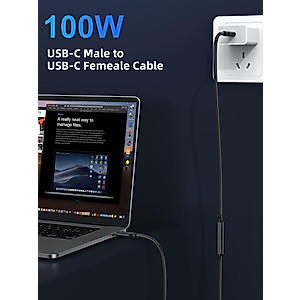 USB C Extension Cable 10FT,USB 3.1 10gbps Male to Female Type C 5A PD100W Fast Charging Cable 4K Video Compatible with Switch,MacBook Pro/Air,iPad Pro,Dell XPS,Surface Book,PSVR2,USB C Hub,iPhone 15