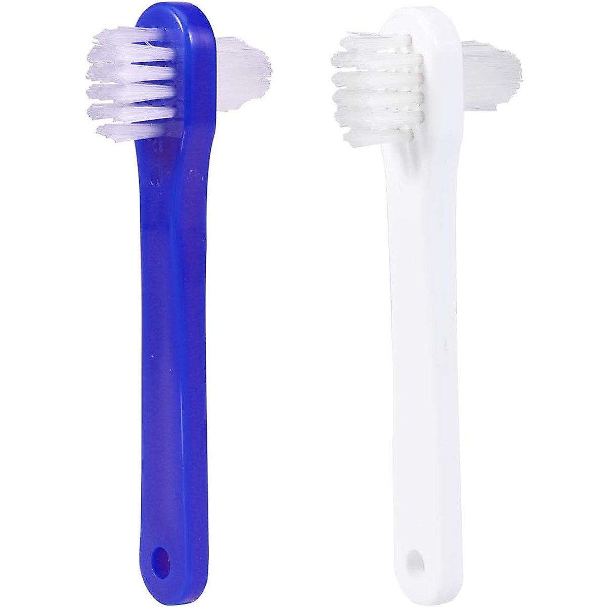Brush False Cleaning Tool Double Sided Toothbrush Cleaning Brush 2pcs (White+Blue)