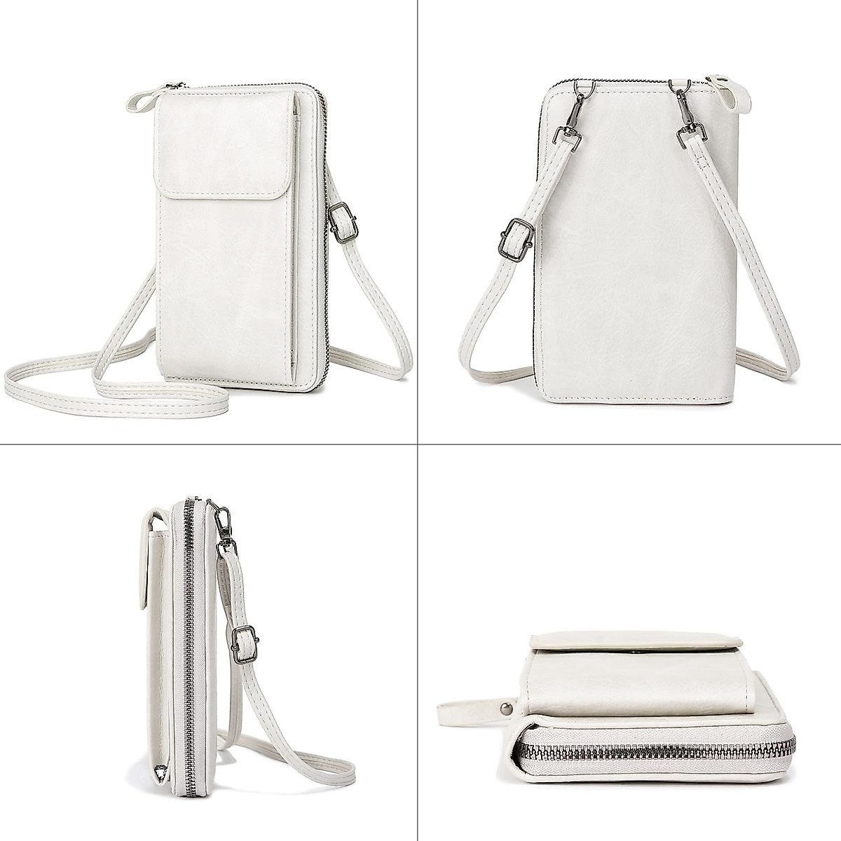 DIVCIDLC Small Crossbody Bag Cell Phone Purse Wallet Mini Shoulder Bag Wristlet Card Clutch Handbag for Women with Credit Card Holder Slots, Offwhite