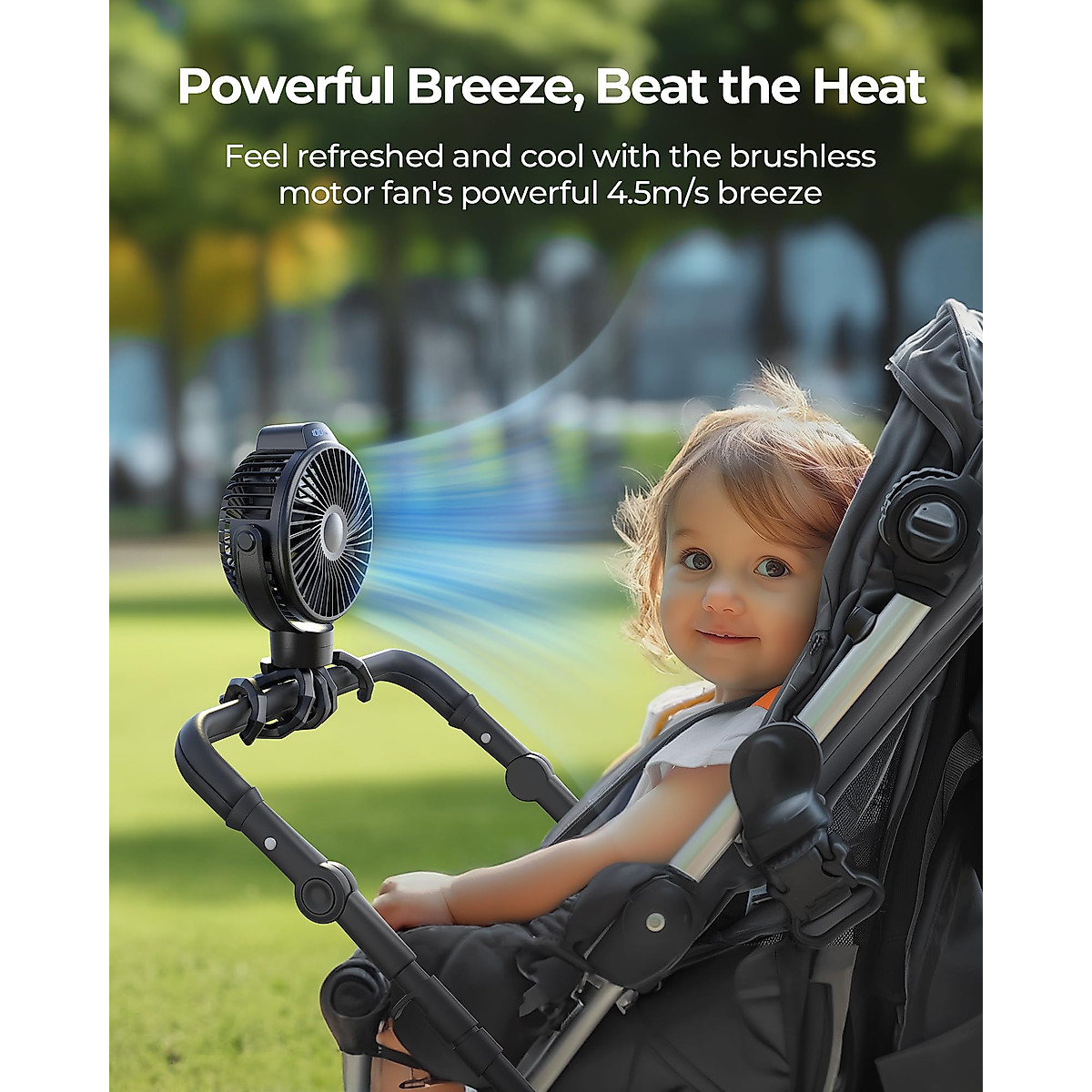 Koonie Astronaut Baby Fan for Stroller, Car Seat Cooling Fan Clip-on with Flexible Tripod, Rechargeable Battery Operated Mini Fan,3 Speeds Strong Airflow (blue)