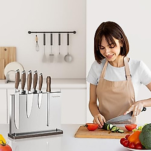 Magnetic Knife Block, Stainless Steel Magnetic Knife Holder,Power Magnetic Knife Block Without Knives Double Sided for Kitchen Knife Storage