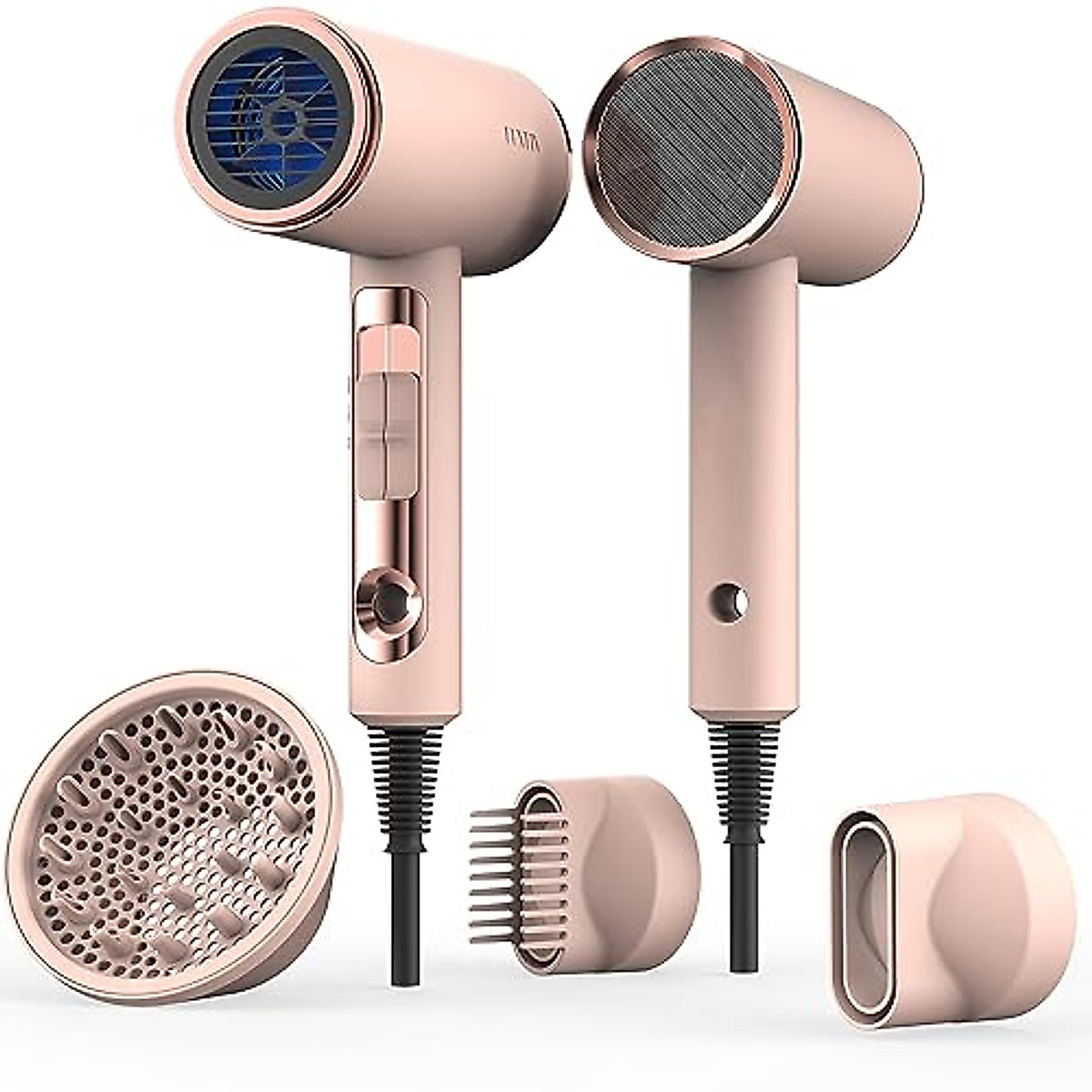 FUNTIN Hair Dryer, Blow Dryer with Diffuser 2023 Updated 1800w, Ionic for Women Curly 4c Thick Hair Pink