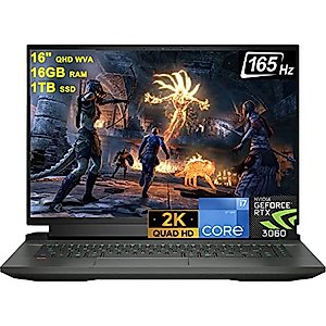 Dell G16 7000 7620 16 Gaming Laptop 16" QHD WVA 165Hz 12th Generation Intel 14-Core i7-12700H (Beats i9-11950H) 16GB RAM 1TB SSD GeForce RTX 3060 6GB Graphic RGB Backlit Thunderbolt HDMI Win11 Black
