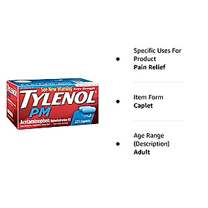 Tylenol Pm Extra Strength Pain Reliever + Sleep Aid, 225-caplets ( 1 Pack )