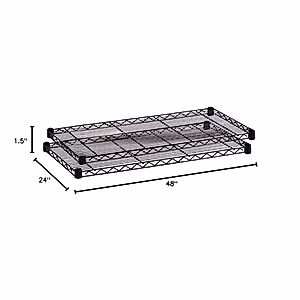 Safco Products 5296BL Industrial Wire Shelving Extra Shelf Pack 48" W x 24" D (Starter and Add-On Units Sold Separately), (Qty. 2), Black