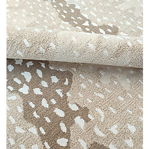 Handmade Area Rug Antelope Cheetah Hand Tufted Wool Animal Design Beige 3x5 5x8 8x10 9x12 2.5x8 (5 feet x 8 feet)