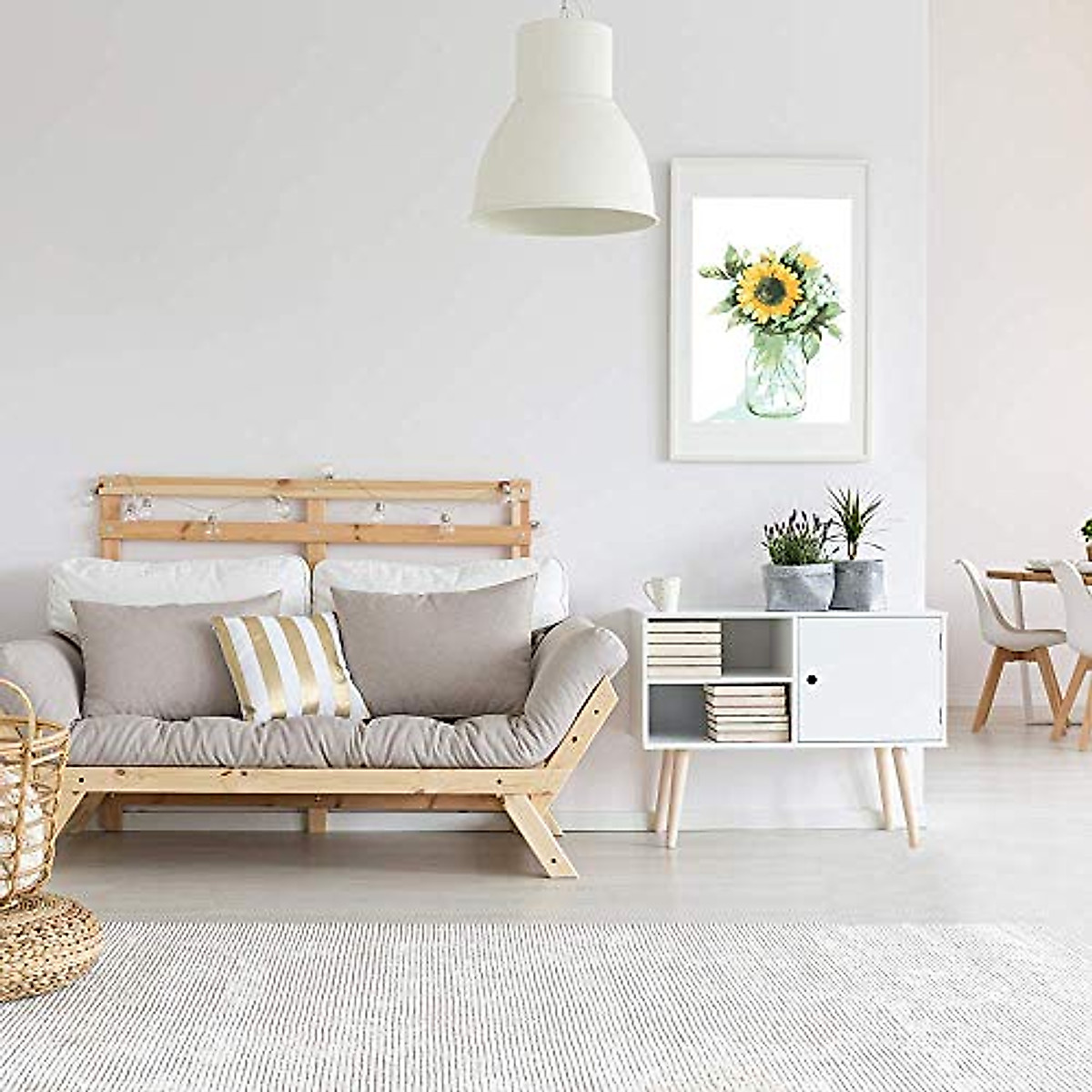 Ginkko Paint by Numbers for Adults Beginner & Kids Ages 8-12 with Wooden Frame Easy Acrylic on Canvas 9x12 inch with Paints and Brushes, Vase Sunflower(Include Framed)