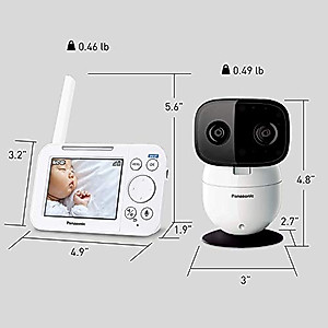Panasonic Baby Monitor with Camera and Audio, 3.5” Color Video, Extra Long Range, Secure Connection, 2-Way Talk, Soothing Sounds, Remote Pan, Tilt, Zoom - 1 Camera - KX-HN4101W (White)