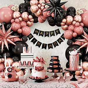 Dusty Pink and Black Balloon Arch,Balloon Garland with Star Foil Balloons Metallic Rose Gold Balloons Retro Pink Balloons for Birthday Wedding Bachelorette Party Decorations