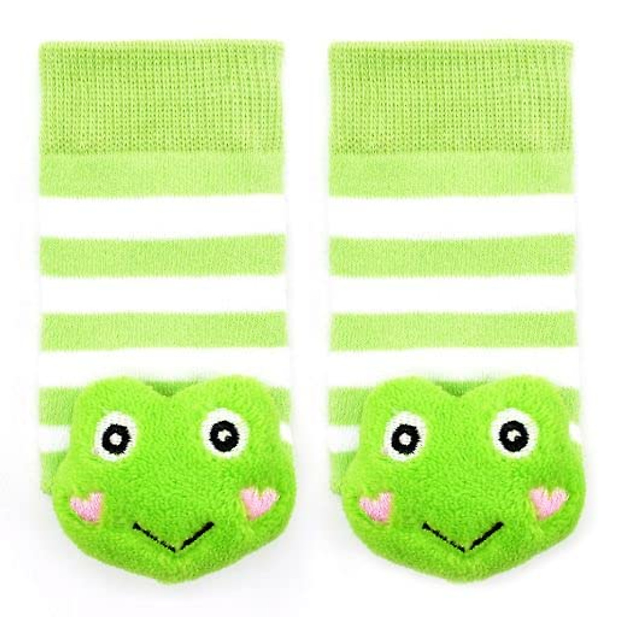 Green Frog Boogie Toes Rattle Sock, 1-Pair (1-2 Year) Rattles Foot Finder, Rattle Sock Baby Toddler Toy, Present Gift for Newborn Infant Babies Boy Girl Bebe