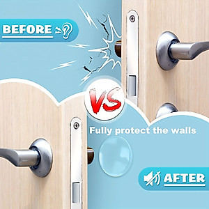 FXHDC-M 6 Pieces Wall Door Handle Stoppers - 2" Round Clear Soft Rubber Wall Protectors for Door Bumpers - Self Adhesive Door Knob Wall Shield for Home and Office Protective Wall Guards