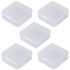 5 Pack Square Storage Box with Hinged Lid, 2.2x2.2x0.8inches Transparent Storage Containers for Accessories, Beads, Crafts and Screws, Classified Storage to Keep The House Tidy