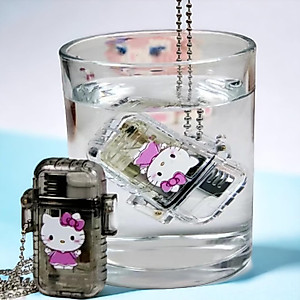 NIVEK Kulomi Transparent Cute Lighter Waterproof Lighter Refillable Kitty KT Cat Melody Japanese Kawaii with Chain (Kulomi Maid)