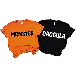 Halloween Parent Shirt, Momster and Dadcula Couples Tee, Halloween Gift for Mom and Dad, Funny Creative Outfit T-Shirt, Gift for Parent, Halloween Party Gift from Children