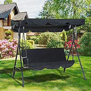Vikye Swing Canopy Cover Set, Waterproof Swing Cover Seat Top Cover Oxford Cloth Outdoor Rainproof Durable Anti Dust Protector, 74.80 x 51.97 x 5.91 inch(Black)
